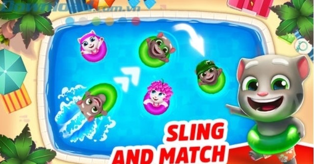 Talking Tom Pool cho iOS 1.2.3 - Game bắn phao bơi vui nhộn cùng mèo Tom