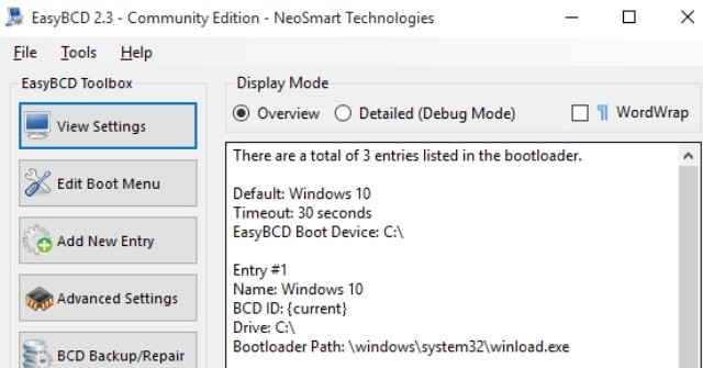 EasyBCD 2.4 - Chỉnh sửa menu boot dễ dàng - Download.com.vn