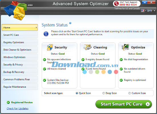 Advanced System Optimizer 3.9.1111.16526 - Công cụ tối ưu hóa hệ thống