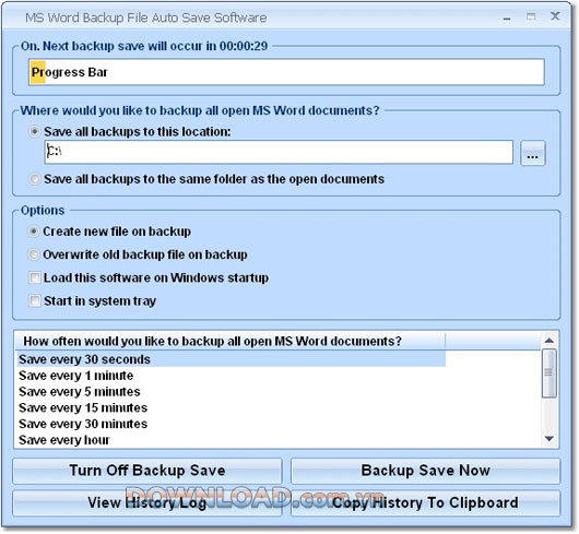 MS Word Backup File Auto Save Software - Tự động lưu tài liệu Word đã mở