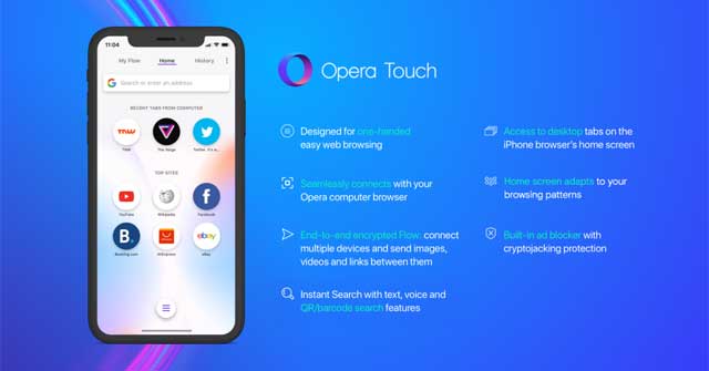 Opera Touch cho iOS 2.3.1 - Trình duyệt nhanh, nhẹ cho iPhone/iPad