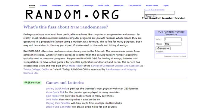 RANDOM.ORG - Web quay số ngẫu nhiên uy tín - Download.com.vn