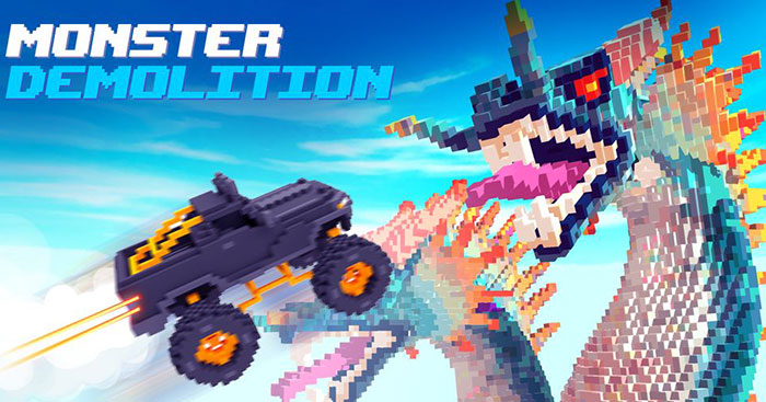 Monster Demolition cho iOS 1.3.6 - Game lái xe phá hủy quái vật pixel
