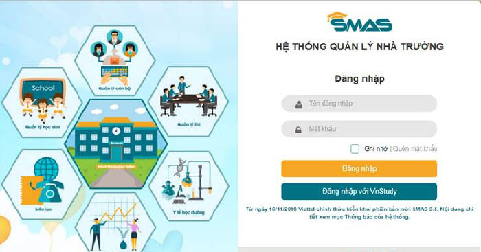 SMAS - Đăng nhập Quản lý nhà trường, Sổ liên lạc điện tử SMAS