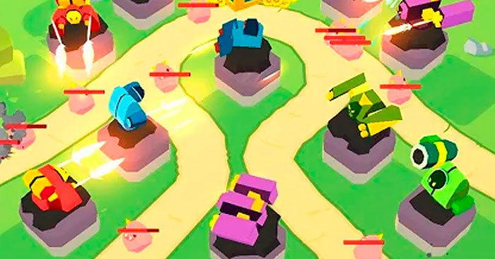 Merge Tower Bots cho Android 5.3.9 - Game hợp nhất tháp robot phòng thủ thú vị