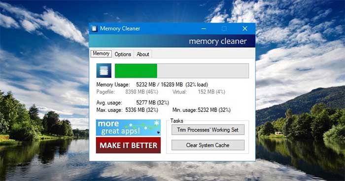 Memory Cleaner - Tối ưu bộ nhớ RAM hiệu quả, tối ưu hóa hệ thống