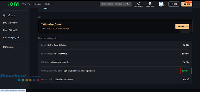 Cách hủy gia hạn tự động gói VIP của iQIYI - Download.com.vn